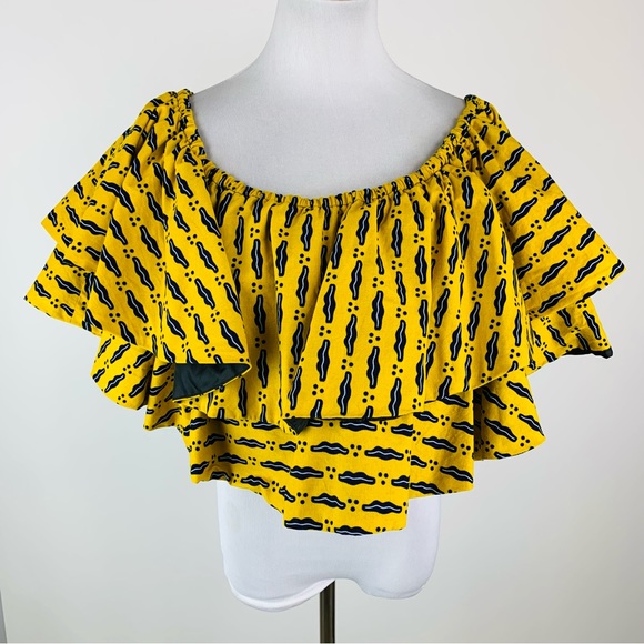 OFUURE | Tops | Ofuure Yellow African Print Tiered Off The Shoulder Top ...